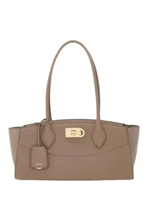 FERRAGAMO St Soft Ew Shoulder Bag - Gray