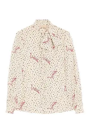 Valentino Garavani Crepe De Chine Polka Dot Shirt With Integrated Scarf - Multicolor