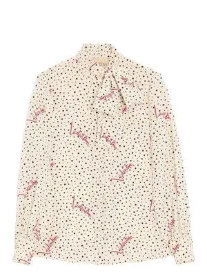 VALENTINO VALENTINO GARAVANI Crepe De Chine Polka Dot Shirt With Integrated Scarf