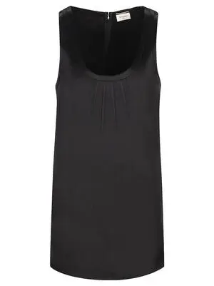 Saint Laurent Cassandre Shift Dress In Satin - Black