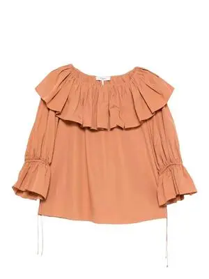 Chloé CHLOE Cotton Blouse With Ruffle Detail Brown