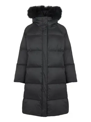 YVES SALOMON YVES SALOMON Long Down Coat With Technical Fabric And Shearling Trim