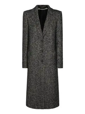 Tagliatore Amanda Herringbone Wool Blend Overcoat - Black