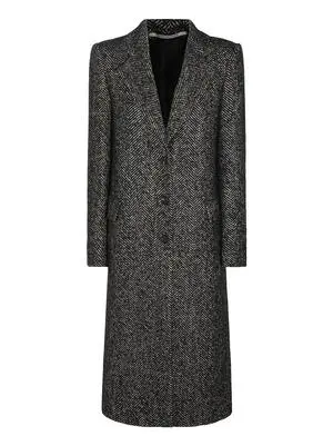 Tagliatore Amanda Herringbone Wool Blend Overcoat - Black