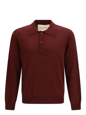Valentino Garavani Wool Polo With Vlogo Embroidery - Red