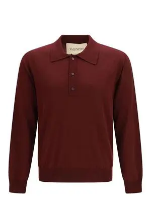 Valentino Garavani Wool Polo With Vlogo Embroidery - Red