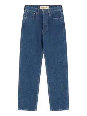 Valentino Garavani Denim Trousers With Vgold - Blue