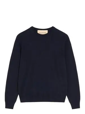 Valentino Garavani Wool Jumper With Vlogo Embroidery - Blue