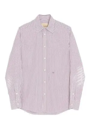 Valentino Garavani Cotton Poplin Striped Shirt With Vlogo Embroidery - Red