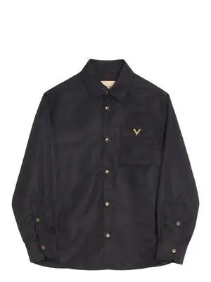 Valentino Garavani Nylon Shirt Jacket With Vgold - Black