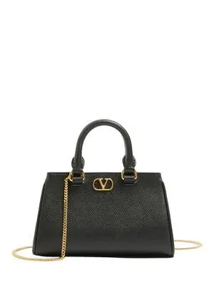 Valentino Garavani Vlogo Signature Mini Bag In Grainy Leather - Black