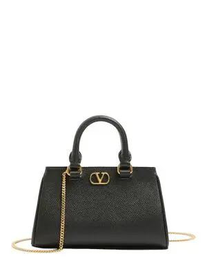 Valentino Garavani Vlogo Signature Mini Bag In Grainy Leather - Black