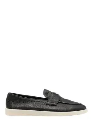 Prada Grained Leather Loafers - Black