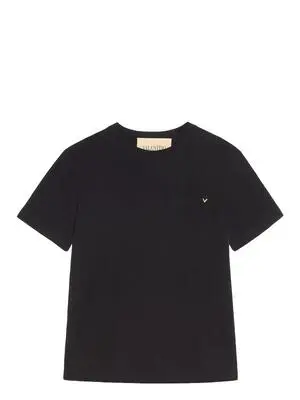 Valentino Garavani Cotton T-shirt With Vgold - Black