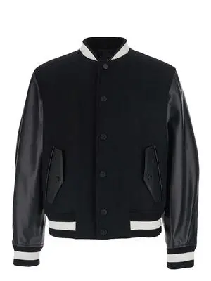 Givenchy Wool And Leather Varsity Jacket - Black