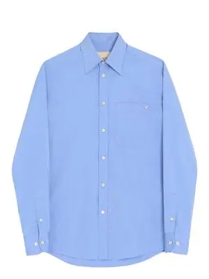 Valentino Garavani Oxford Cotton Shirt With Vgold - Blue