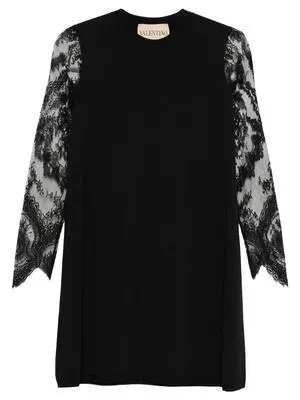 Valentino Garavani Lace-sleeve Mini Dress - Black
