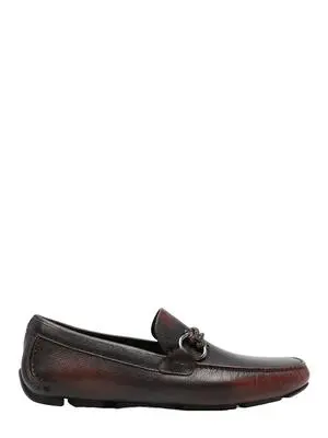 FERRAGAMO Sfumato Leather Driver Loafers With Horsebit Detail - Brown