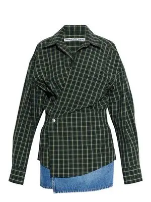 Alexander Wang Plaid Wrap Dress - Green