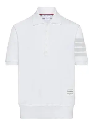 Thom Browne 4-bar Cotton Piqué Polo Shirt - White