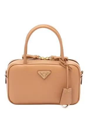 Prada Mini Leather Top Handle Bag With Shoulder Strap - Multicolor