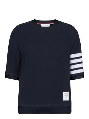 Thom Browne Textured Cotton Piqué 4-bar T-shirt - Blue