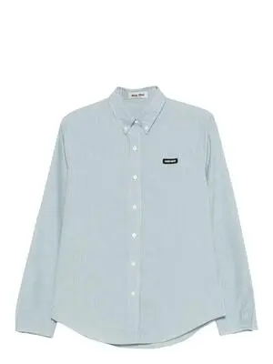 Miu Miu Check Pattern Poplin Shirt - Green