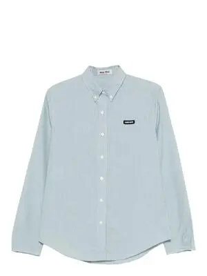 Miu Miu Check Pattern Poplin Shirt - Green