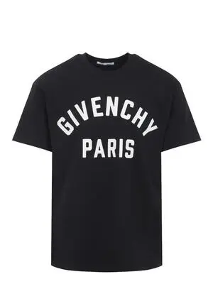Givenchy Givenchy Men Givenchy Paris Embroidery Cotton T-Shirt Black