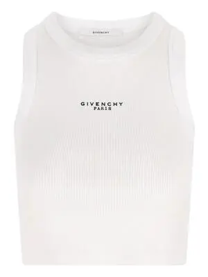 Givenchy Cropped Cotton Tank Top With Paris Print - White