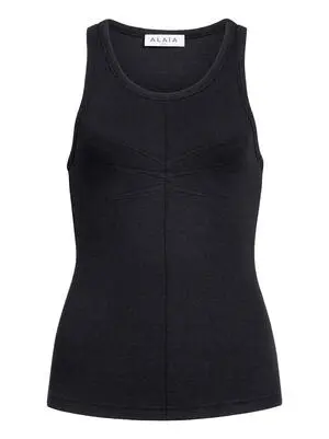 Alaïa Darts Cotton Tank Top - Black