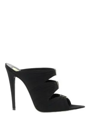 Saint Laurent Saint Laurent Women Emilie 110 Satin Crepe Mules Black