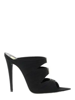 Saint Laurent Emilie 110 Satin Crepe Mules - Black