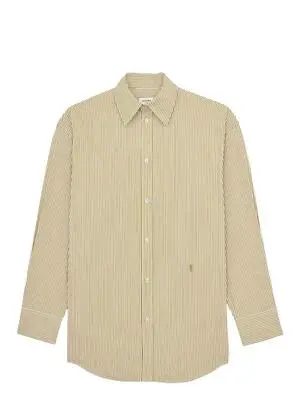 Saint Laurent Striped Cotton Poplin Cassandre Shirt - Green