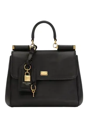 Dolce & Gabbana My Sicily Small Handbag In Plongé Calfskin - Black