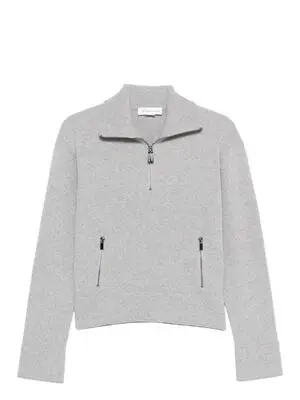 Victoria Beckham Half-zip Milano Wool Blend Jumper - Gray