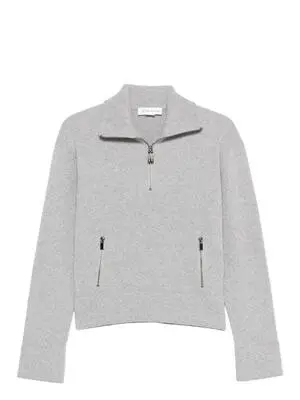 Victoria Beckham VICTORIA BECKHAM Half-Zip Milano Wool Blend Jumper Gray