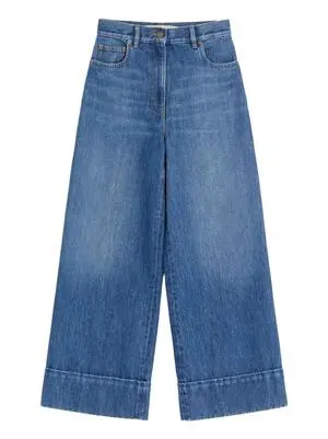 Valentino Garavani Wide Leg Denim Trousers - Blue