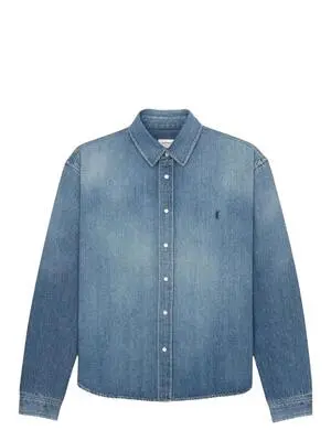 Saint Laurent Cassandre Shirt In Denim - Blue