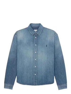 Saint Laurent Cassandre Shirt In Denim - Blue
