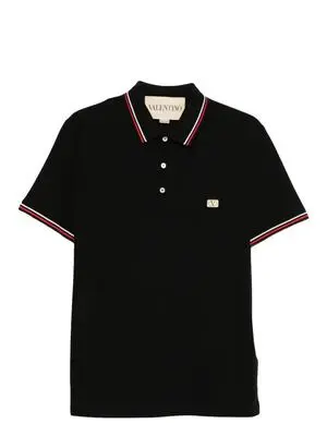 Valentino Garavani Cotton Piqué Polo Shirt With Vlogo Patch - Black
