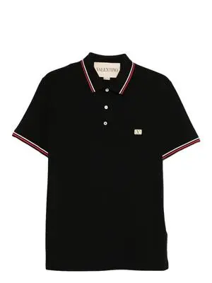 Valentino Garavani Cotton Piqué Polo Shirt With Vlogo Patch - Black