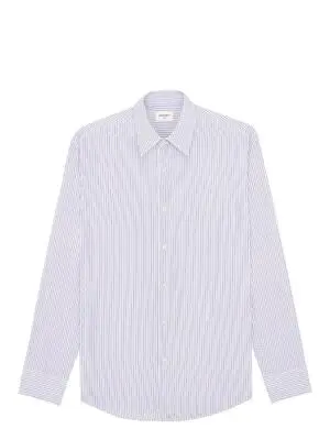 Saint Laurent Striped Cotton Poplin Cassandre Shirt - Black