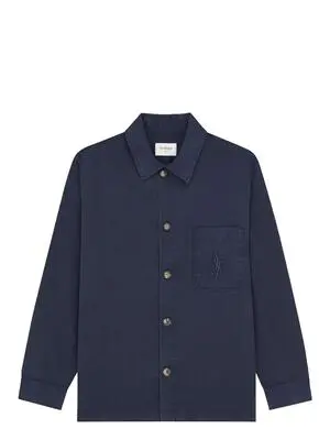 Saint Laurent Cotton Linen Gabardine Cassandre Overshirt - Blue