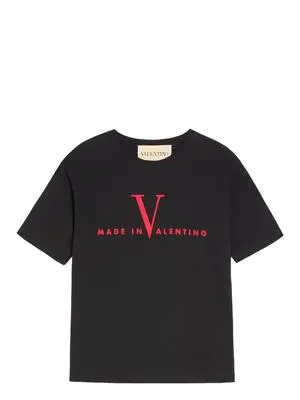 Valentino Garavani Cotton T-shirt With Made In Print - Black