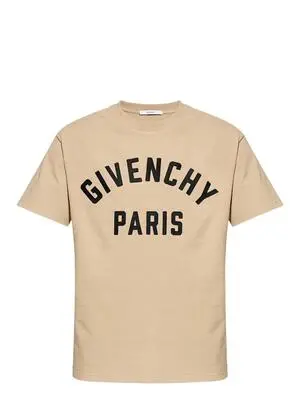 Givenchy Givenchy Men Givenchy Paris Embroidery Cotton T-Shirt Brown