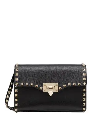 Valentino Garavani Rockstud Small Garnet Calfskin Crossbody Bag - Black