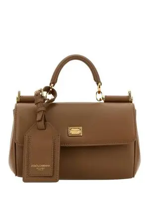 Dolce & Gabbana My Sicily Handbag In Plongé Leather - Brown