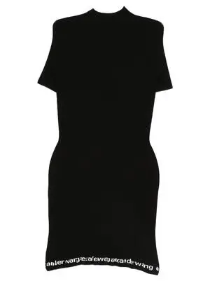 Alexander Wang Ribbed Short-sleeve Fitted Dress - Black