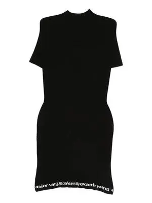 Alexander Wang Ribbed Short-sleeve Fitted Mini Dress - Black